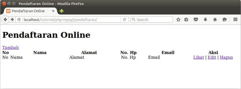 Membuat Halaman Index Untuk Pendaftaran Online | Bahasaweb.com